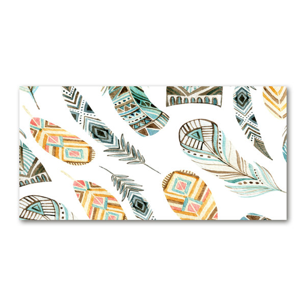 BohoLiving Ethnische Federn - Kunstdrucke auf Leinwand - Wrapped Canvas | Wayfair.de